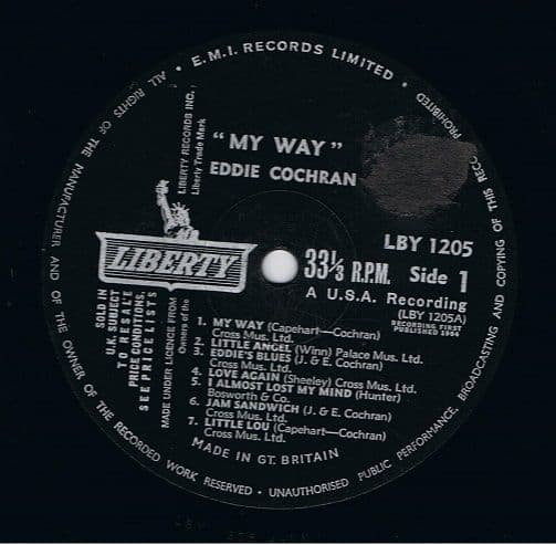 EDDIE COCHRAN My Way Vinyl Record LP Liberty LBY 1205